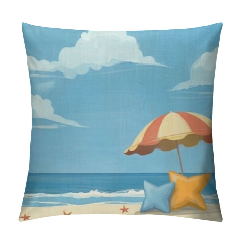 BCIIG Sand Summer Throw Pillow Covers,Vintage Beach Scene with Ball ...