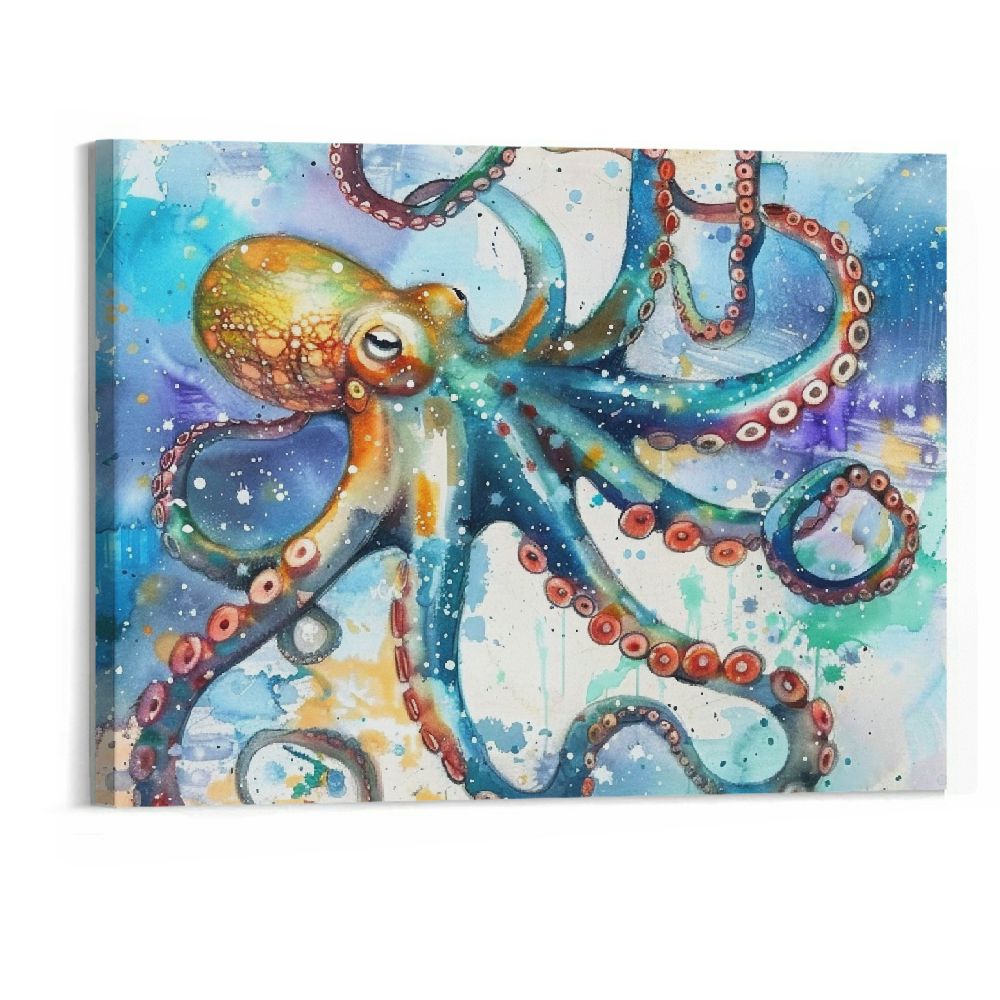 BCIIG Sea Animal Wall Art Colorful Watercolor Octopus Canvas Prints ...