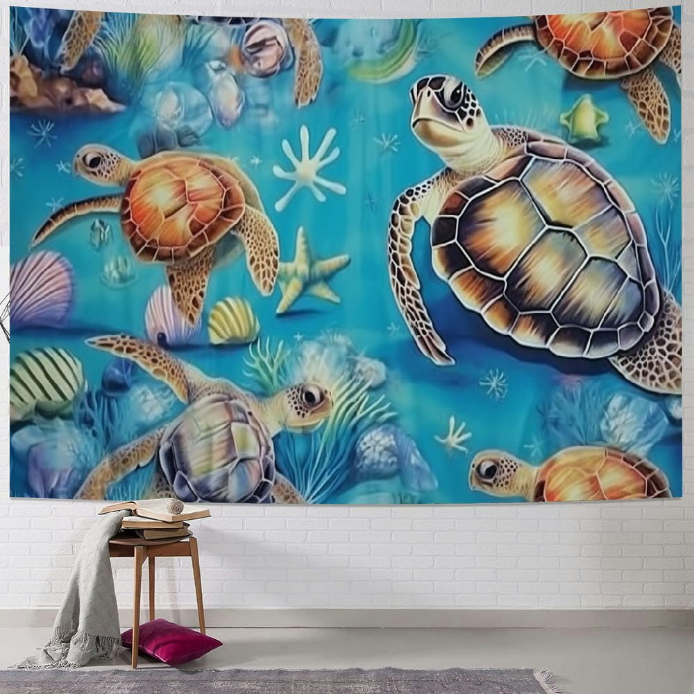 BCIIG Sea Turtles Shells Starfish Tapestry Wall Hanging Unique Style ...
