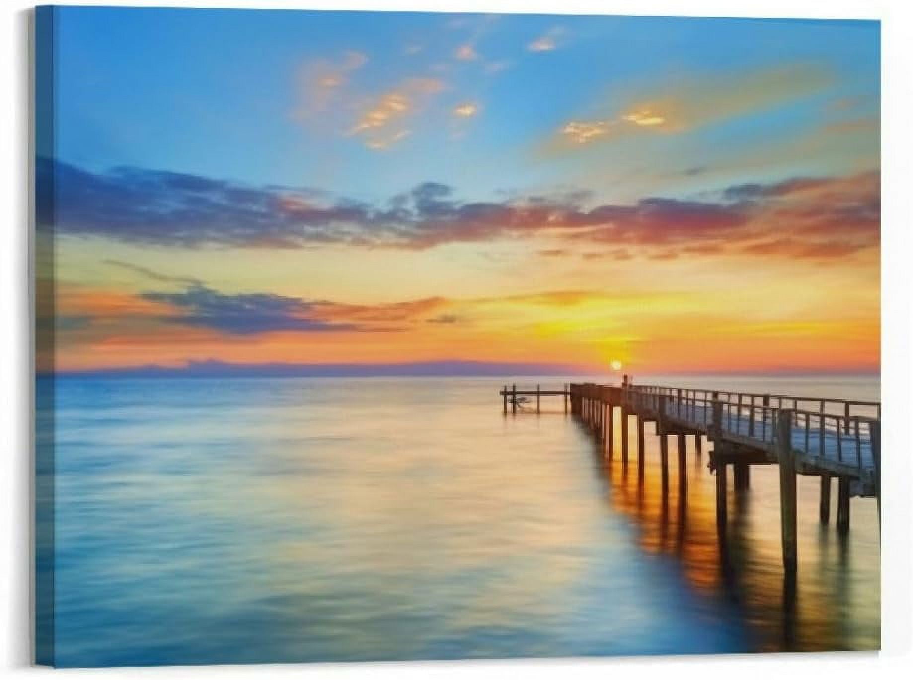 BCIIG Seascape Canvas Wall Art: Ocean Sunset Landscape Print Picture ...