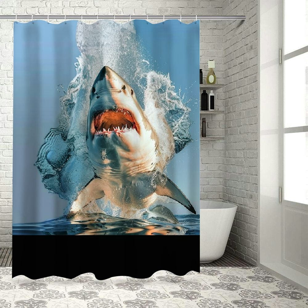 BCIIG Shark Bathroom Decor Set with Hooks, Colorful Luxurious Graphic ...
