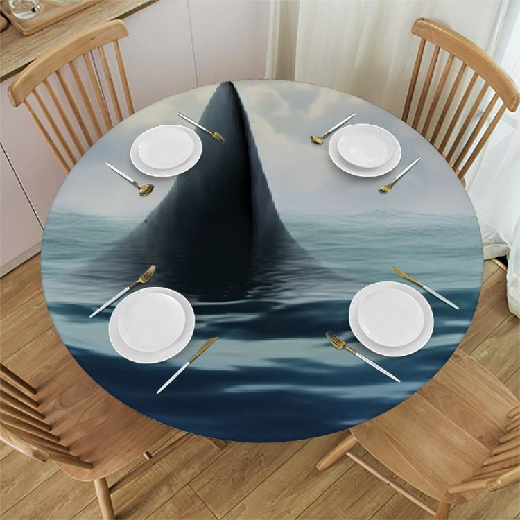 BCIIG Shark Fin Round Table Cover Stain Resistant & Washable for Indoor ...