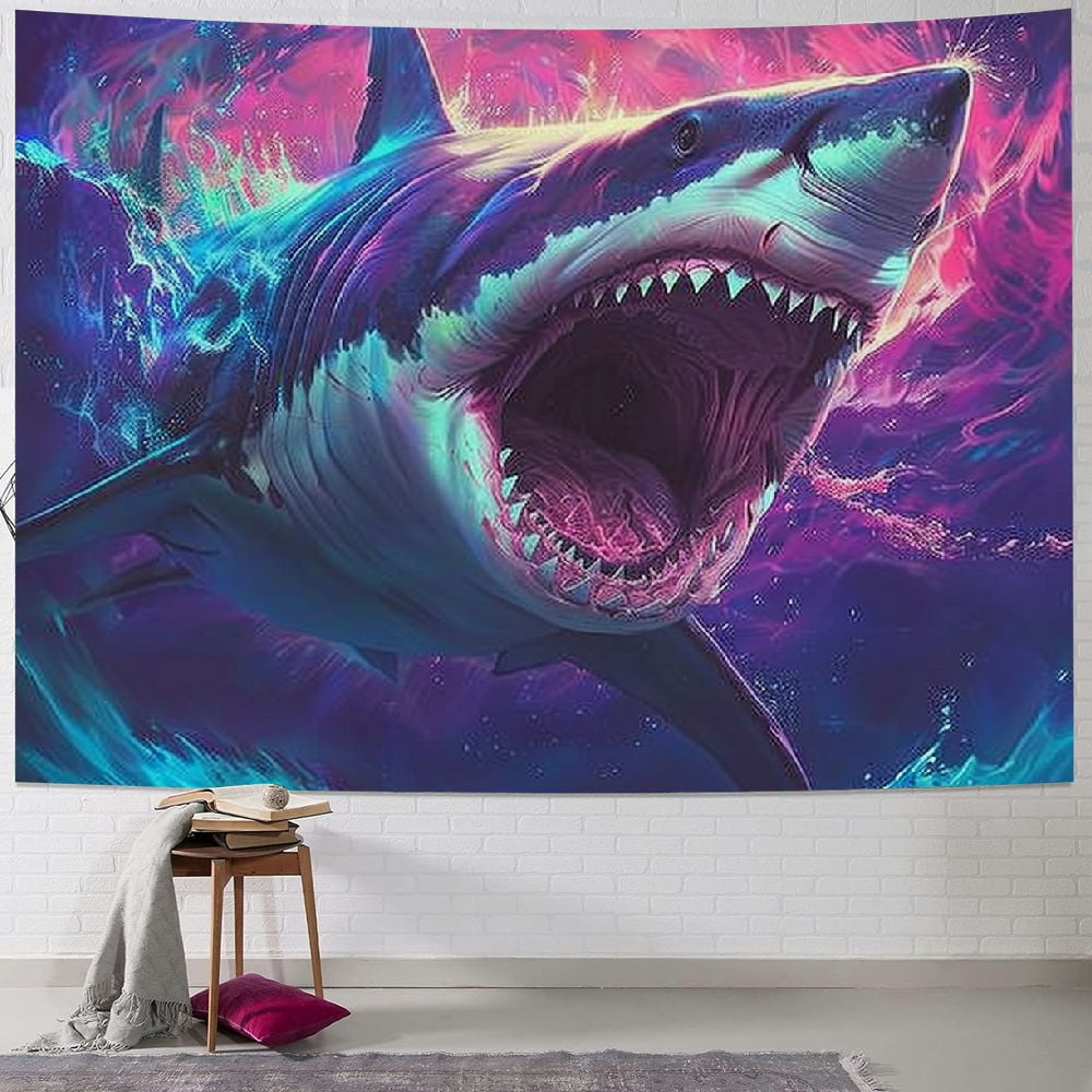 BCIIG Shark Tapestry Megalodon Tapestry Sea Animal Aesthetic Tapestries ...