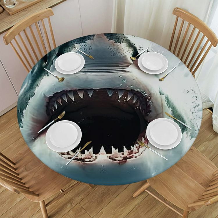 BCIIG Shark Teeth Water Splashing Round Table Cover with Stain Perfect ...