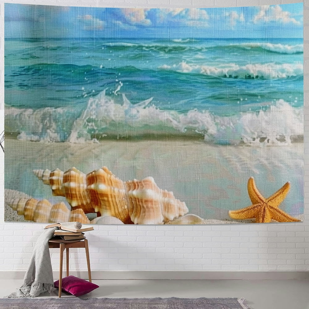 BCIIG Shells Starfish Beach Tapestry Wall Hanging Unique Style ...