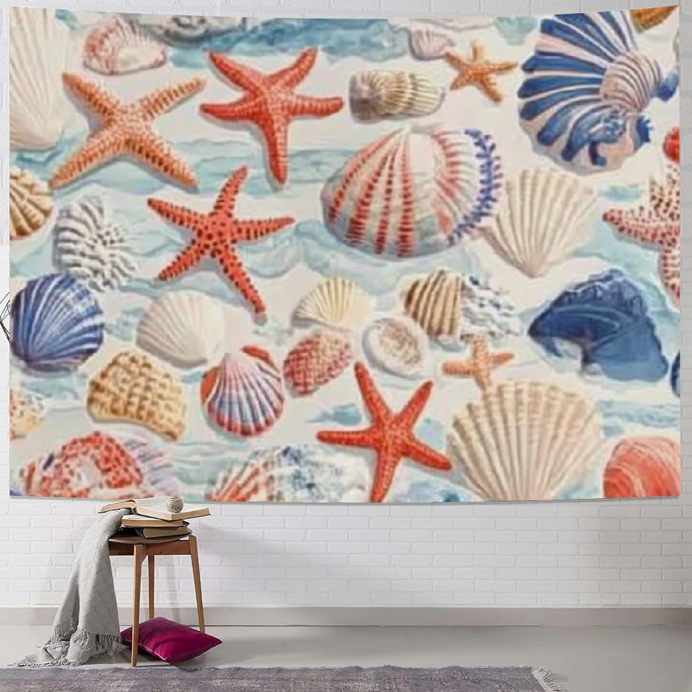 BCIIG Shells Starfish Ocean Tapestry Wall Hanging Unique Style Graphic ...
