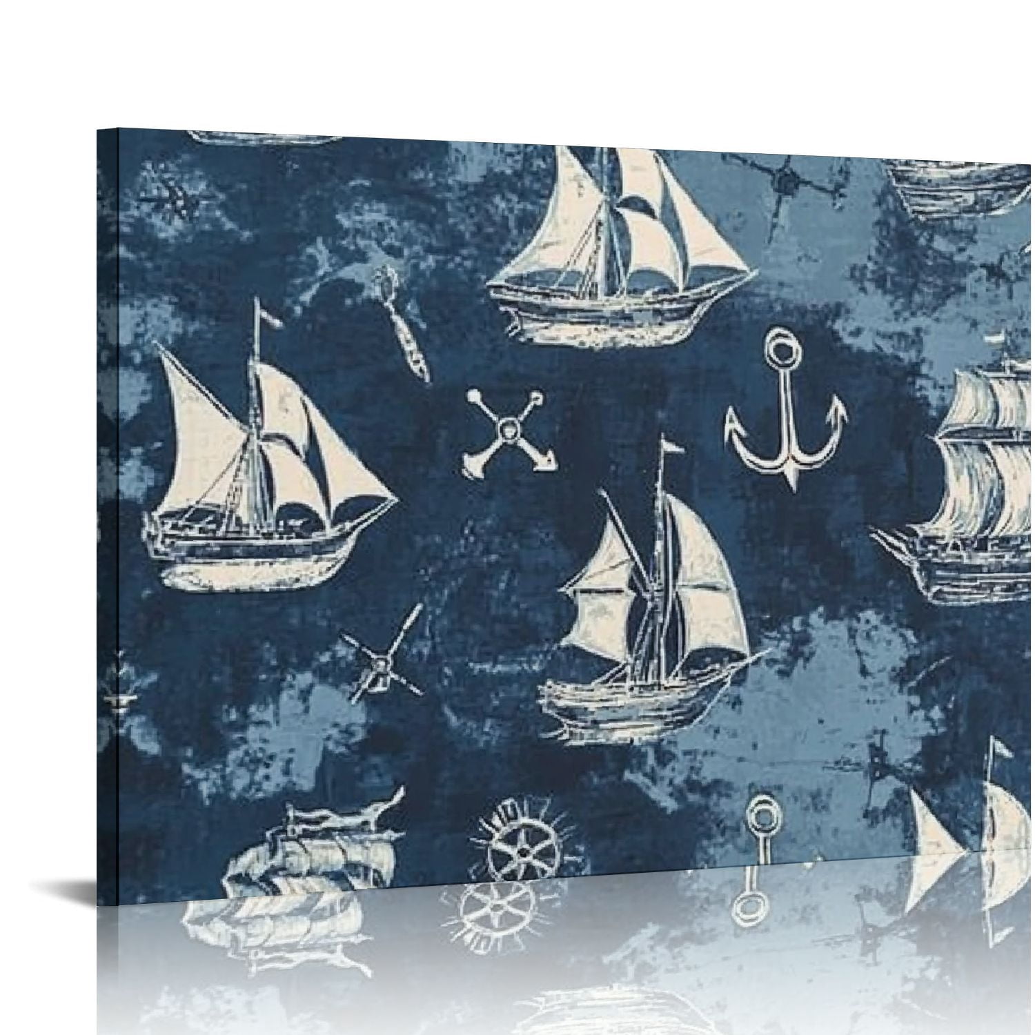 BCIIG Ships Anchors Theme Print On Canvas Wall Art Decor for Living ...