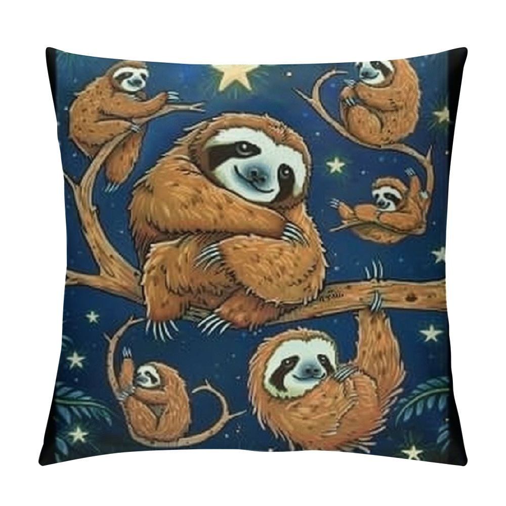 BCIIG Sloth Branch Star Graphic Decorative Throw Pillow Cover for Home ...
