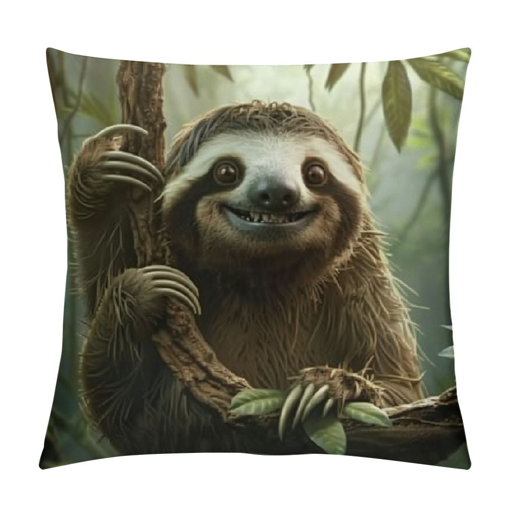 BCIIG Sloth Forest Branch Graphic Decorative Throw Pillow Cover Short ...