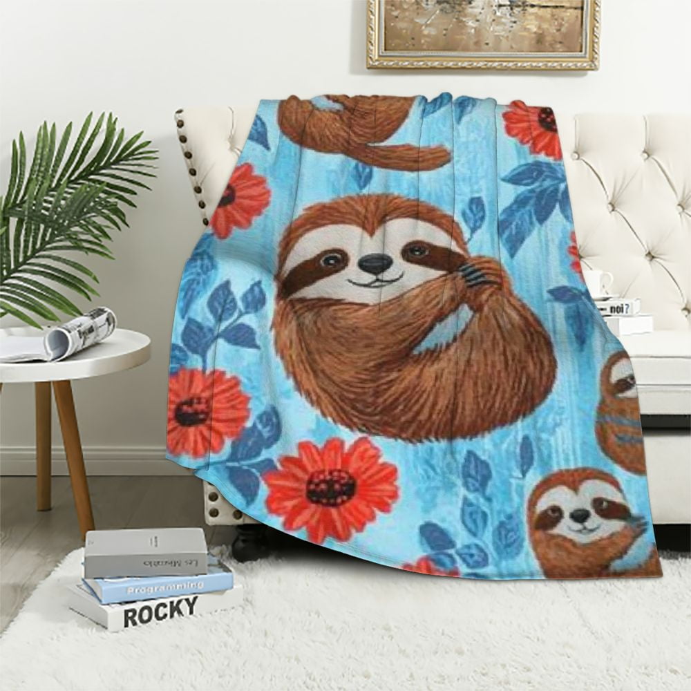 BCIIG Sloth Gifts for Women - Warm Flannel Sloth Blanket Cute Cozy ...