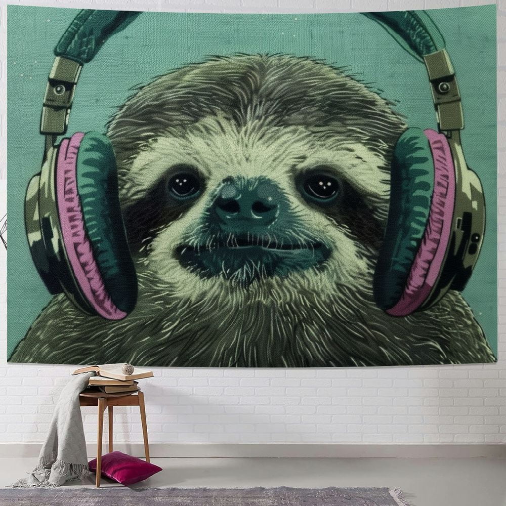 BCIIG Sloth Music Tapestry Wall Hanging Unique Style for Home Wall ...