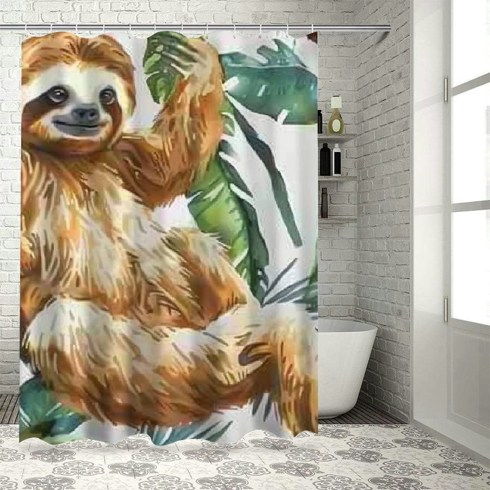 BCIIG Sloth Tree Branch Coconuts Home Bathtubs Bathroom Shower Curtain ...