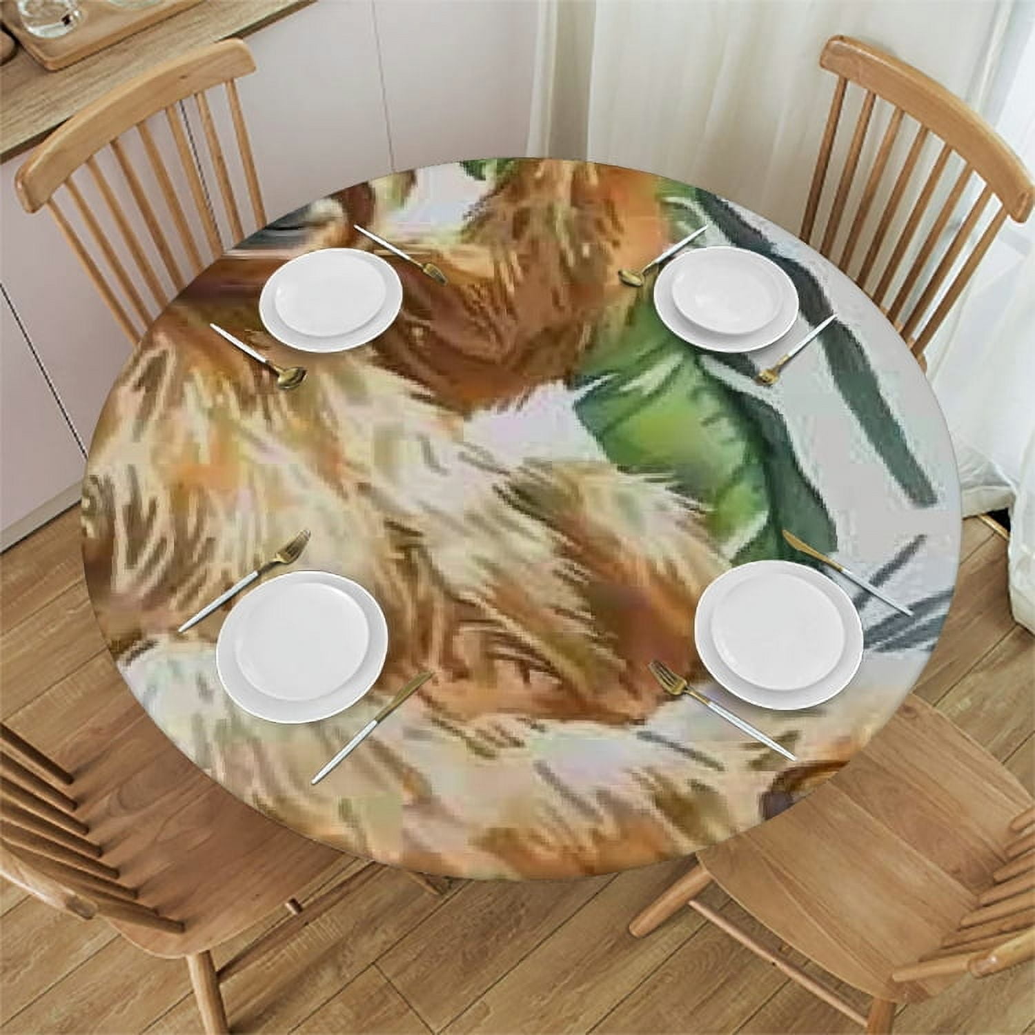 BCIIG Sloth Tree Branch Coconuts Round Tablecloth Stain-Resistant ...