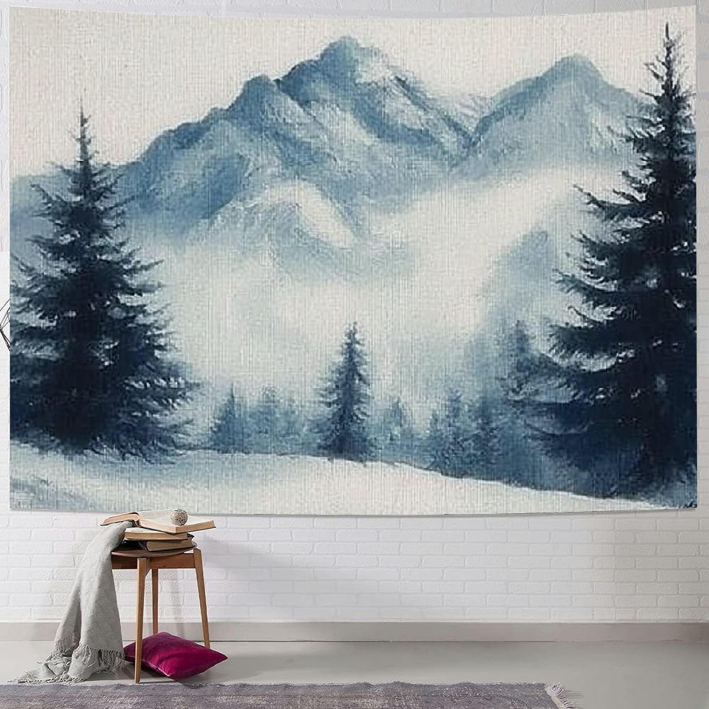 BCIIG Snow Trees Mountain Tapestry Wall Hanging Unique Style Graphic ...