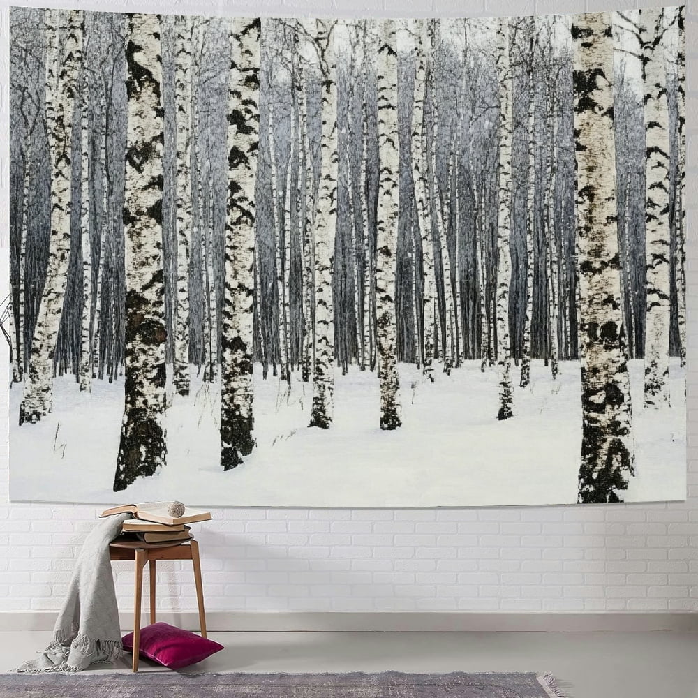 BCIIG Snowy Forest Trees Tapestry Wall Hanging Unique Style Graphic ...