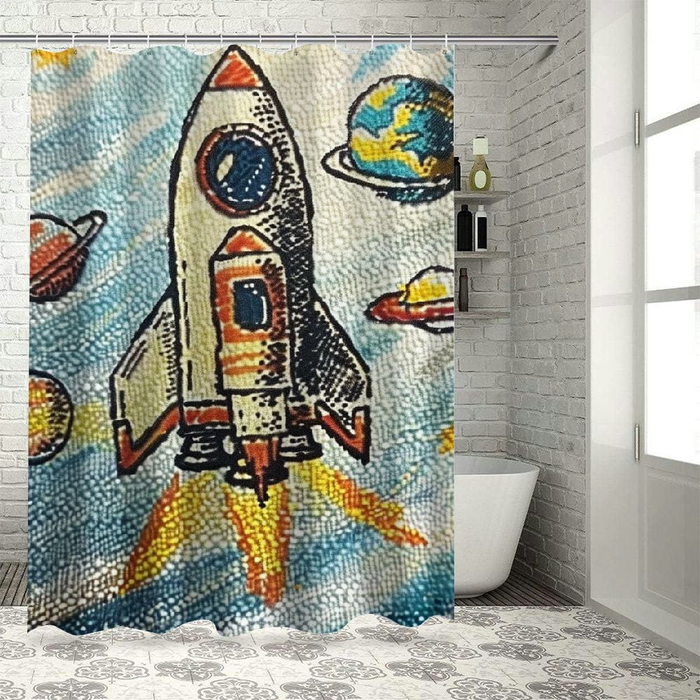 BCIIG Space Shuttle Rocket Ship Sci-Fi Bathroom Decor Set with Hooks ...