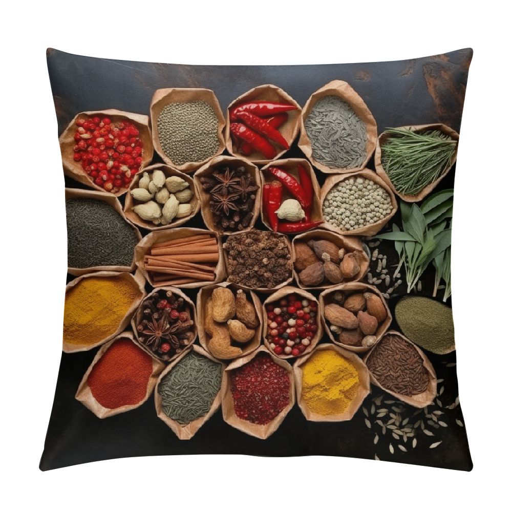 BCIIG Spices Herbs Heart Shape Graphic Decorative Throw Pillow Cover ...