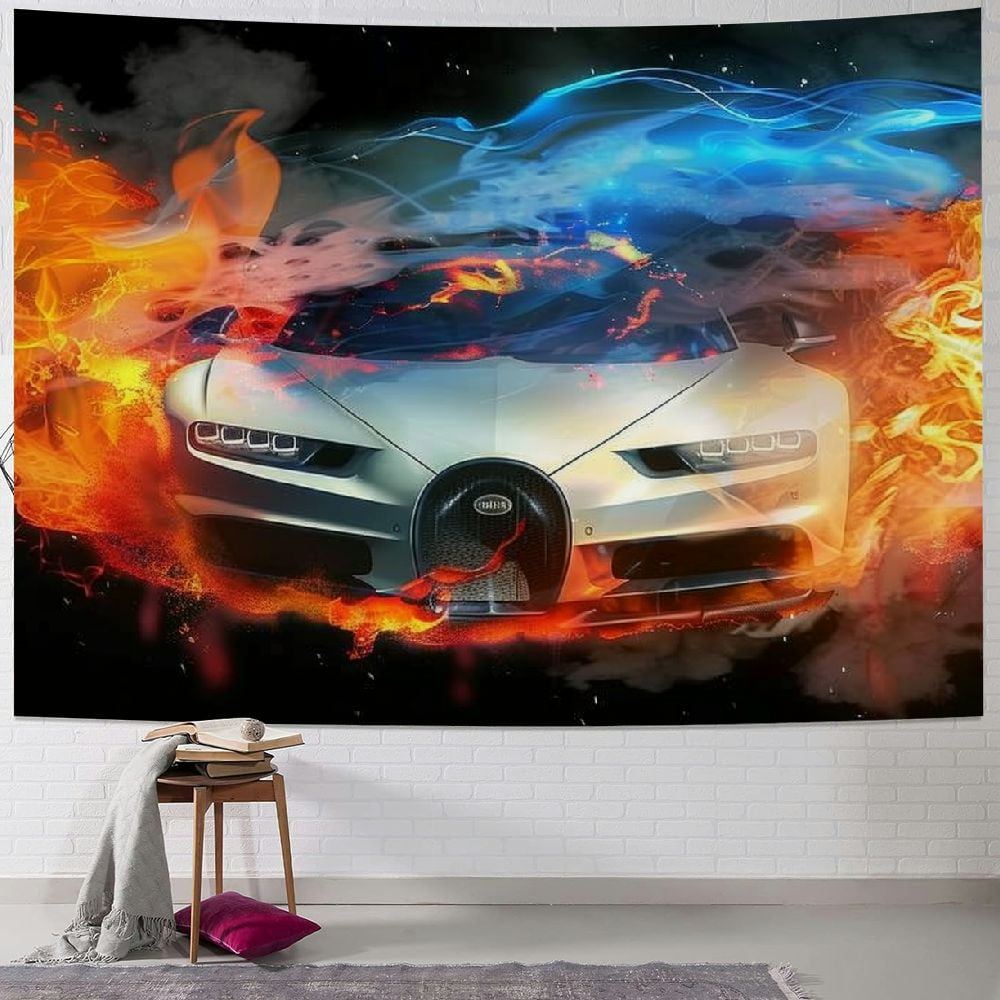 BCIIG Sports Car Tapestry Yin Yang Race Car Tapestry Wall Hanging for ...