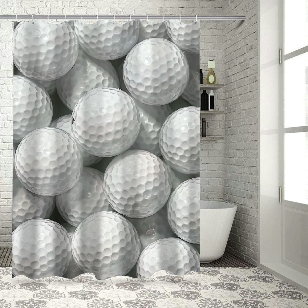 BCIIG Sports Shower Curtain, Pile of Realistic Golf Balls Together ...