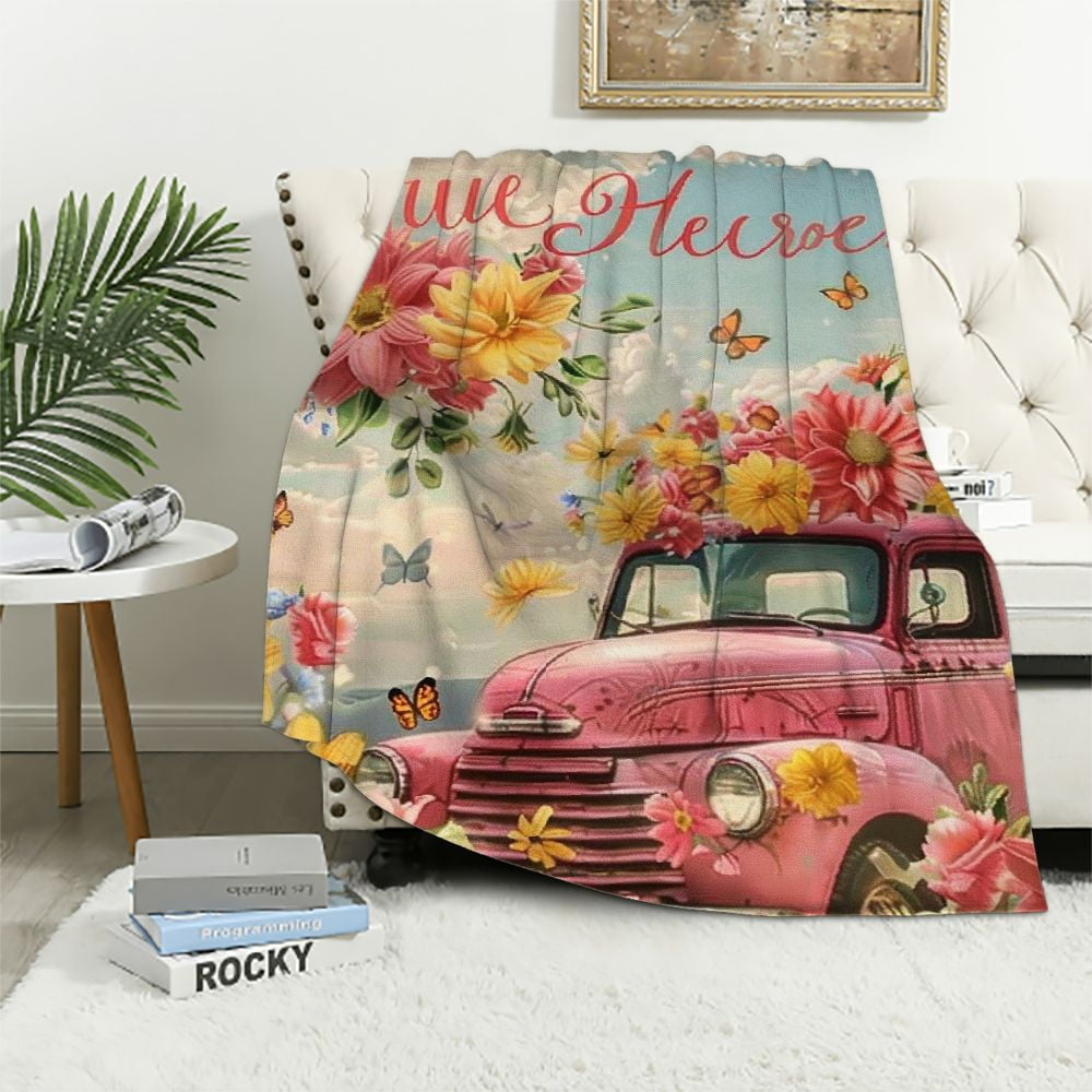 BCIIG Spring Summer Theme Throw Blanket Farmhouse Tulip Truck Throw ...
