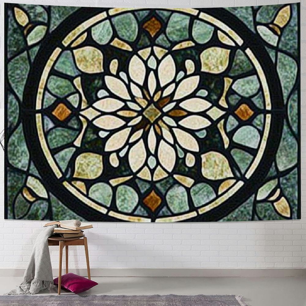 BCIIG Stained Glass Circular Design Art Nouveau Tapestry Wall Hanging ...