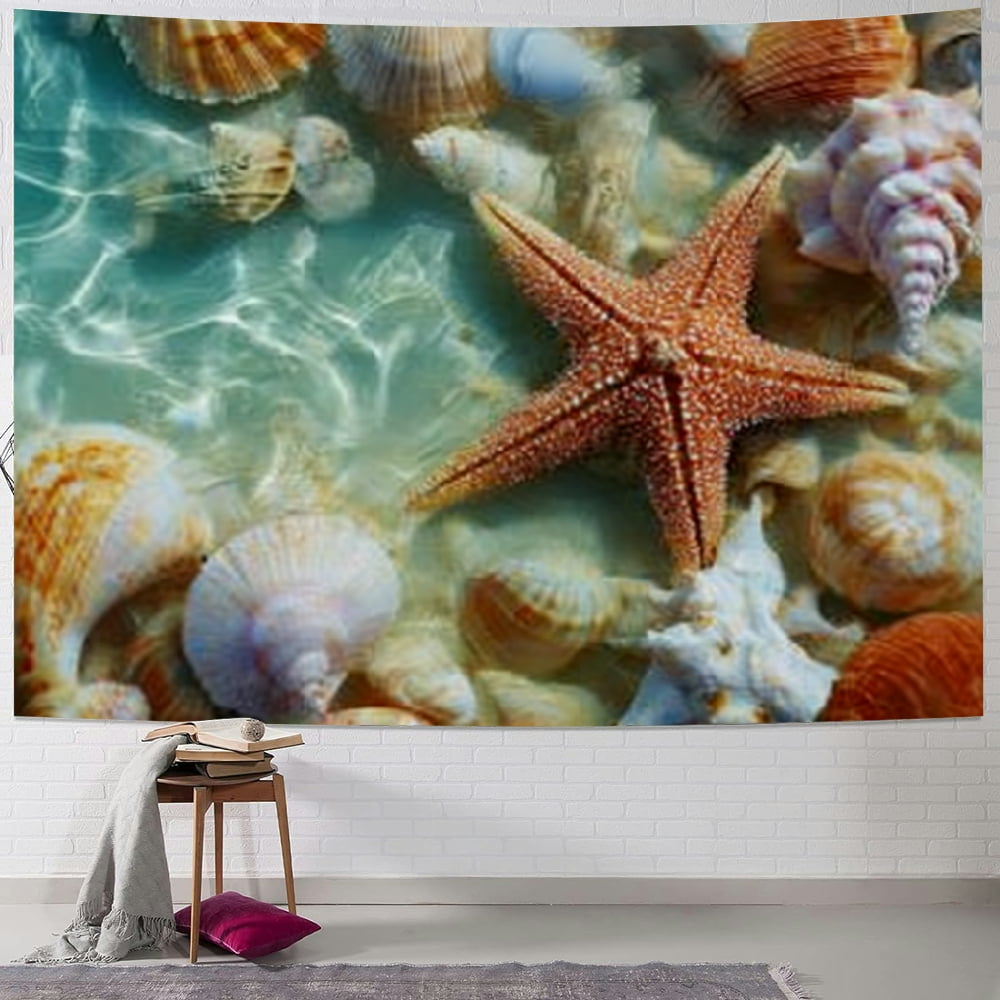 BCIIG Starfish Sea Shells Beach Tapestry Wall Hanging Unique Style ...