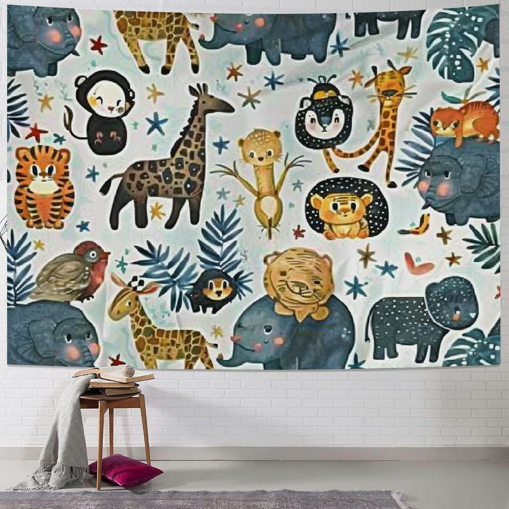BCIIG Stars Jungle Animals Tapestry Wall Hanging Unique Style for Home ...
