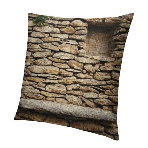 BCIIG Stone Wall Bench Window Pillowcase Short Plush Home Decor 20x20in ...