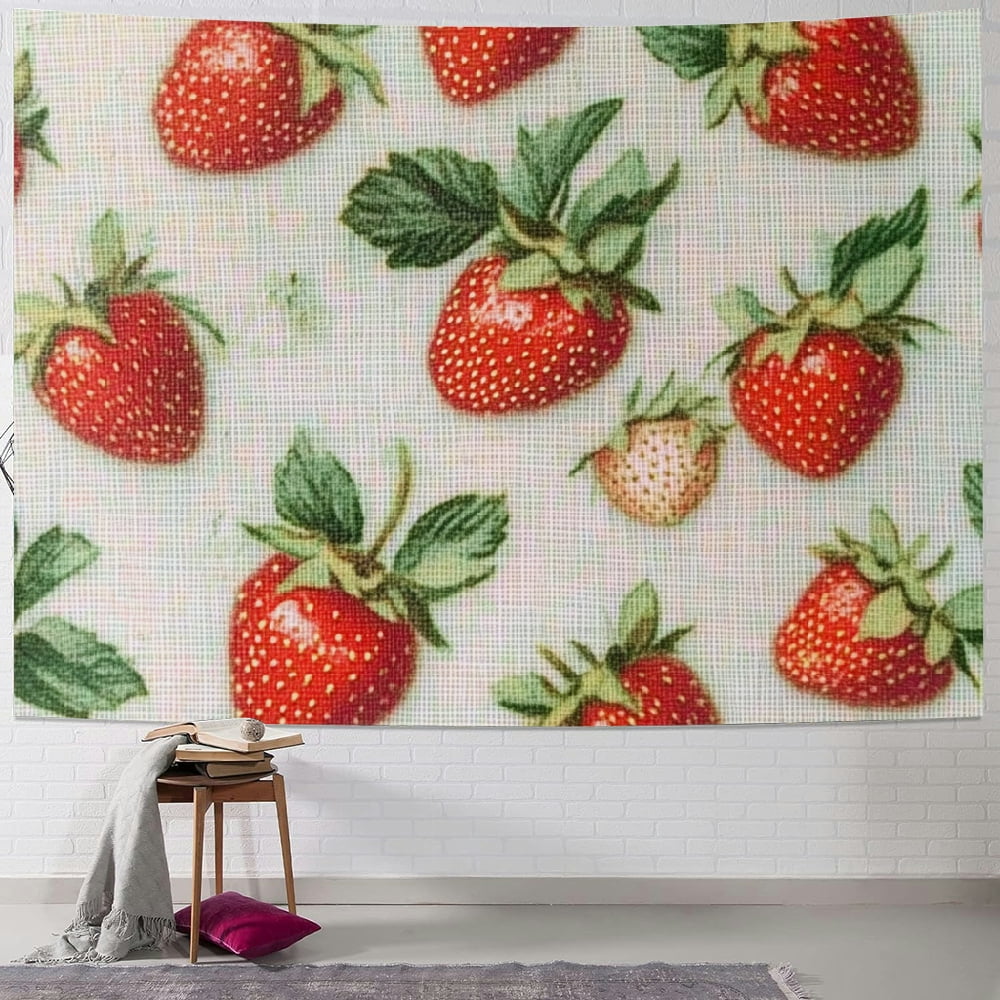 BCIIG Strawberries Leaves Arts Tapestry Wall Hanging Unique Style for ...