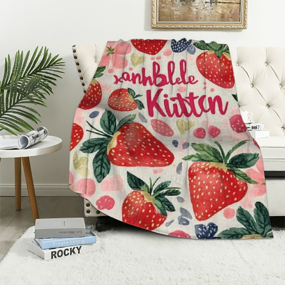 BCIIG Strawberry GIFS for Women Girls, Funny Flannel Throw Blanket for ...