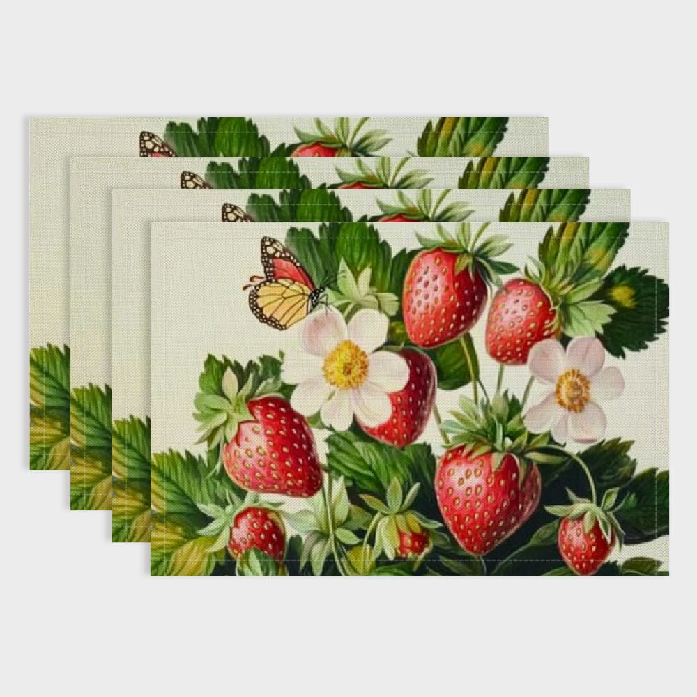 BCIIG Strawberry Table Mats Placemat Kawaii Strawberry Placemats Set of ...