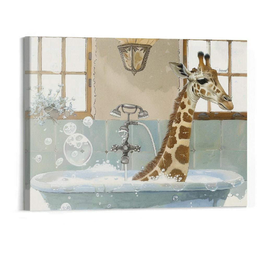 BCIIG Stupell Giraffe Bubble Bath Animal Scene Animals & Insects ...