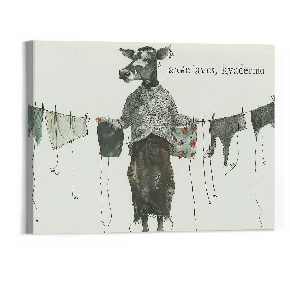 BCIIG Stupell Industries Cow Doing Laundry Animals & Insects Painting ...