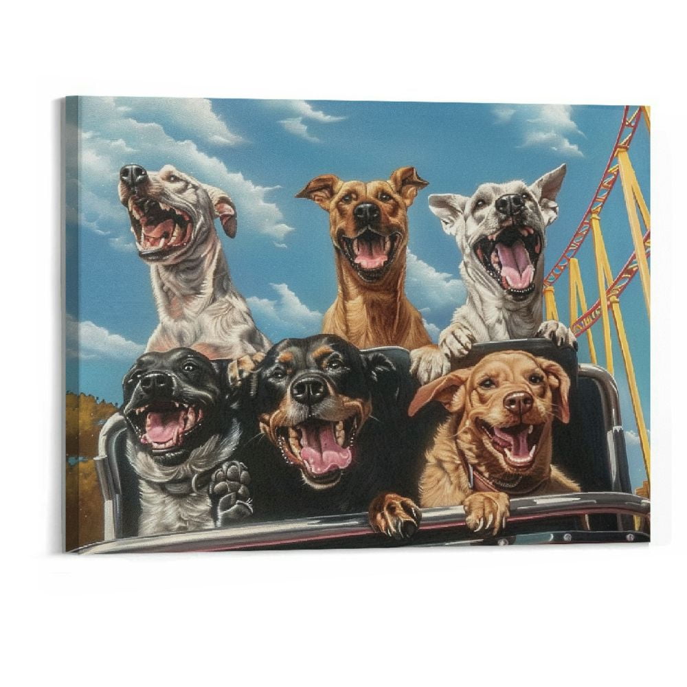 BCIIG Stupell Industries Dogs Riding Roller Coaster Funny Amusement ...