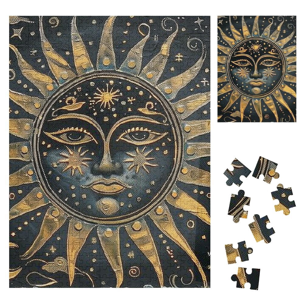 BCIIG Sun Face Stars Wooden Jigsaw Puzzle Vertical Challenging ...