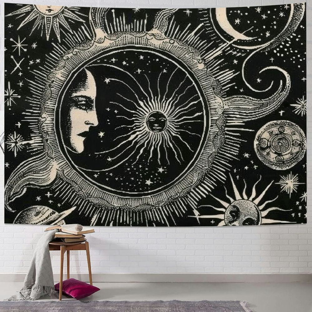 BCIIG Sun Moon Stars Planets Tapestry Wall Hanging Unique Style Graphic ...