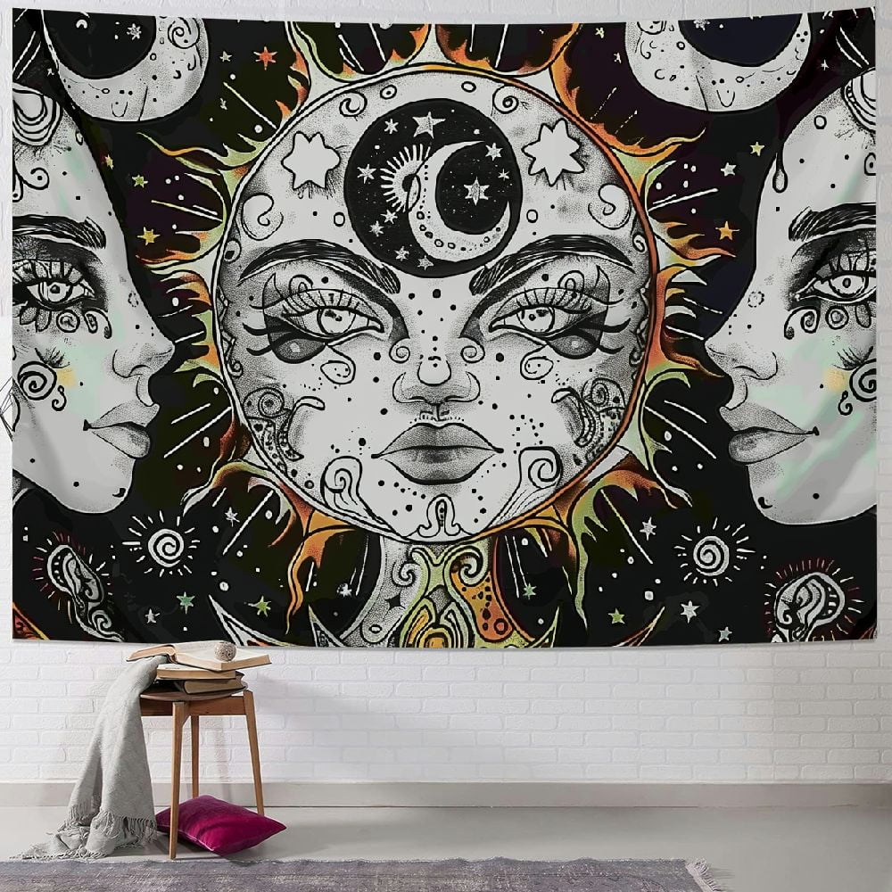 BCIIG Sun and Moon Tapestry, Sun with Stars Psychedelic Popular Mystic ...