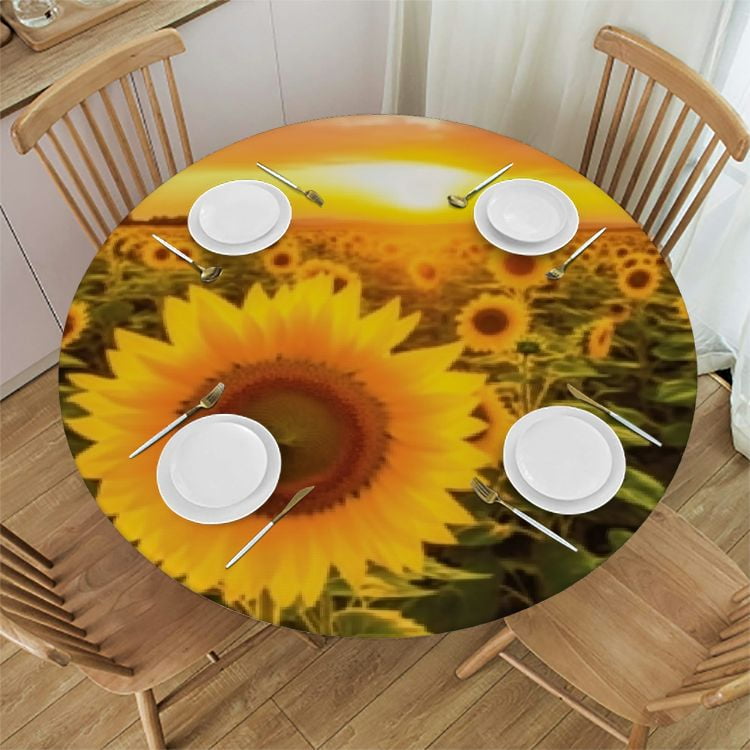 BCIIG Sunflower Round Table Cover Stain Resistant and Washable for ...