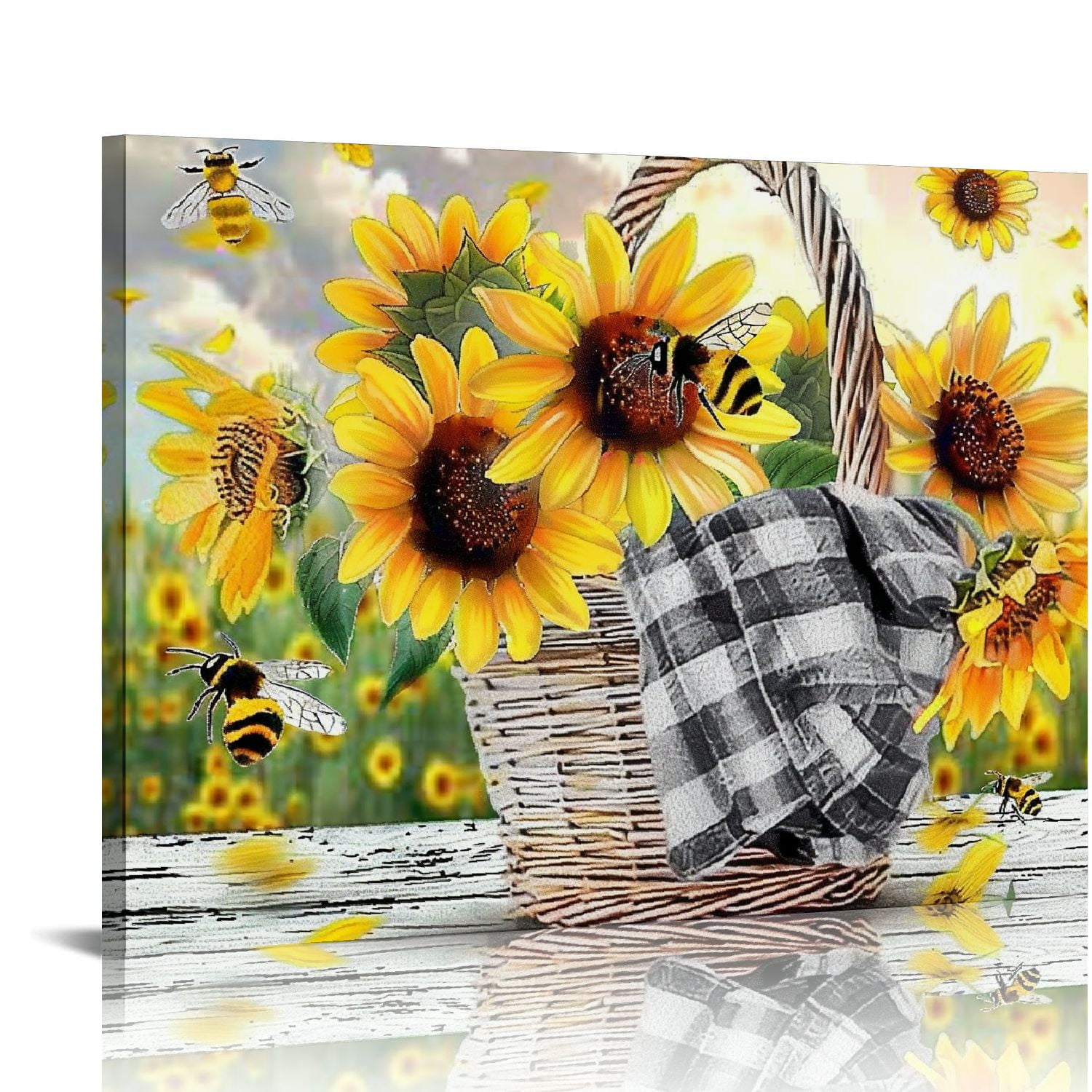 BCIIG Sunflower Wall Art, Yellow Flower with Inspirational Quotes on ...