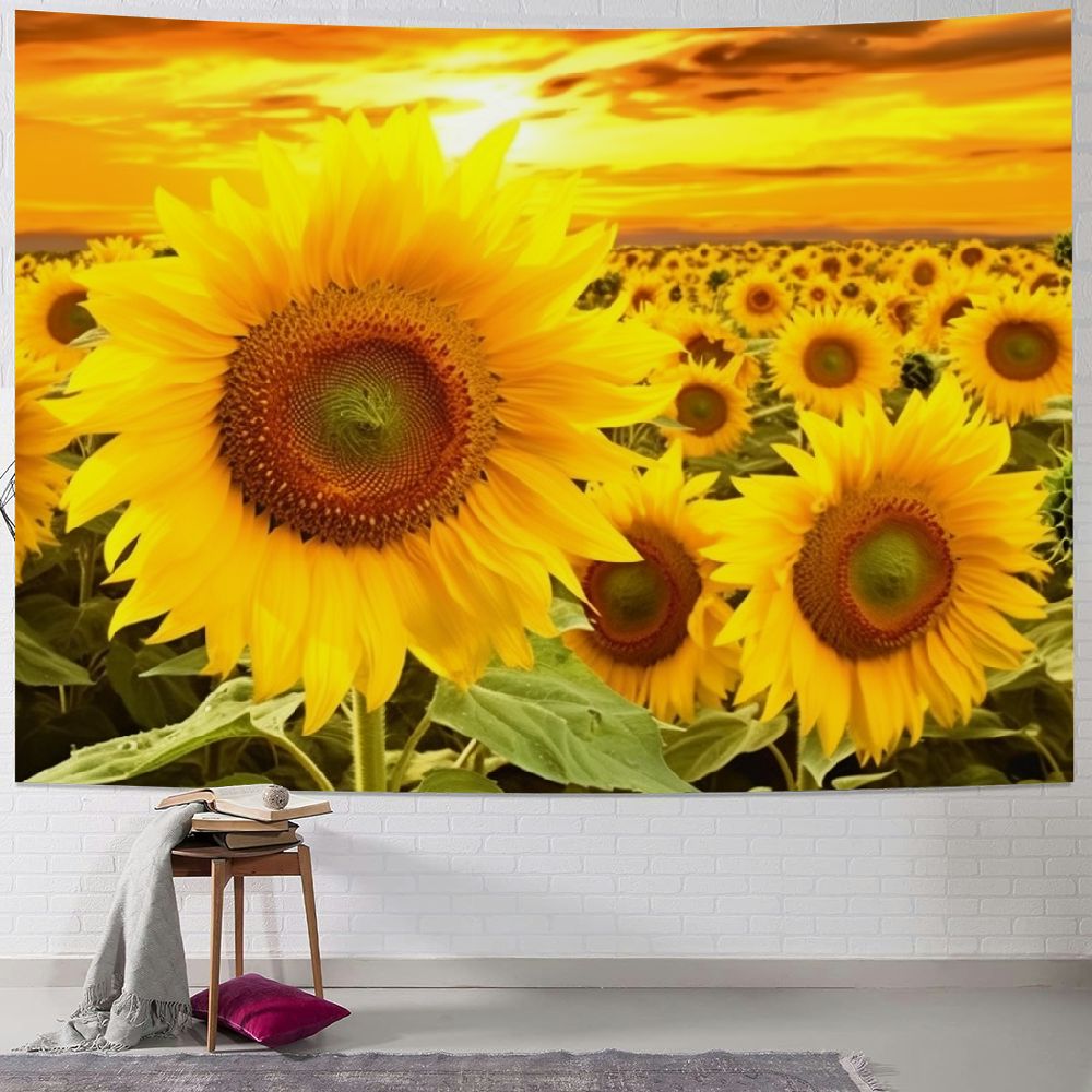 BCIIG Sunflowers Wall Tapestry Backdrop Sunflower Field Scenic Tapestry ...