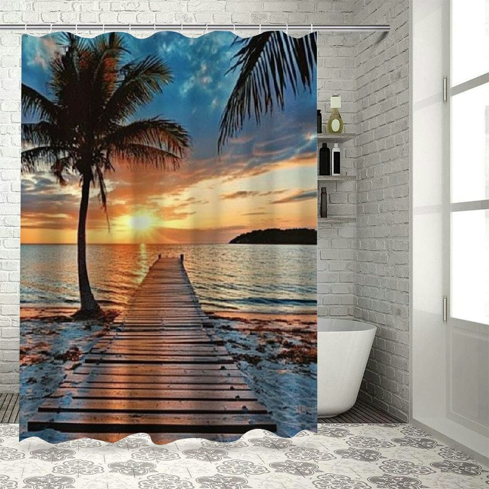 BCIIG Sunset Bathroom Decoration Set Abstract Shower Curtain With Hooks ...