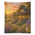 BCIIG Sunset Country Cottage Tapestry in Green Fields, Polyester ...