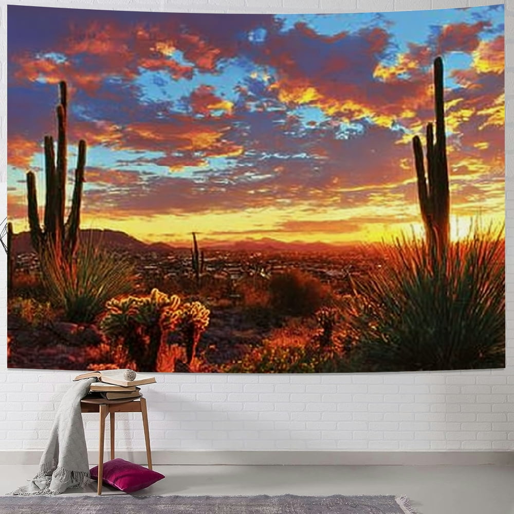 BCIIG Sunset Desert Cactus Tapestry Wall Hanging Home Decor Art ...