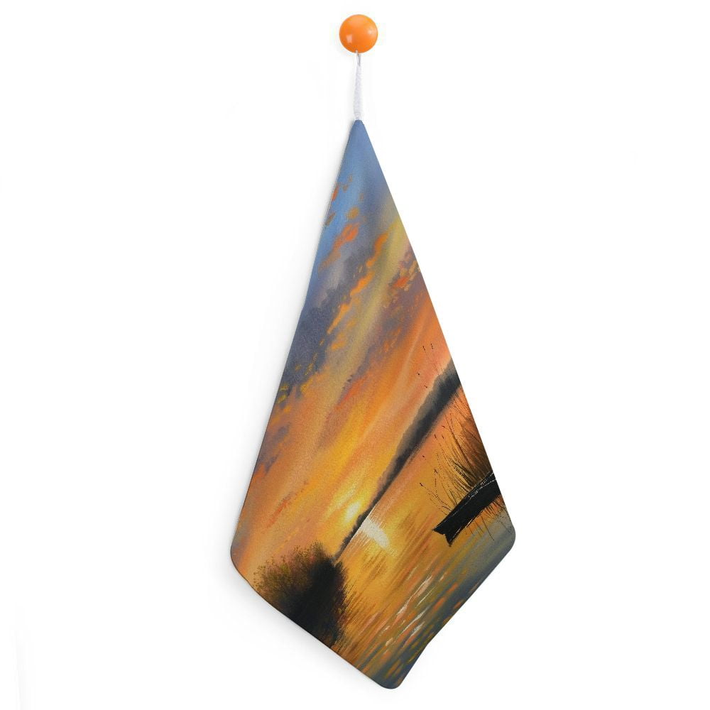 BCIIG Sunset Lake Boat Hand Drying Towels with Loop, Ultra-Fine Fiber ...