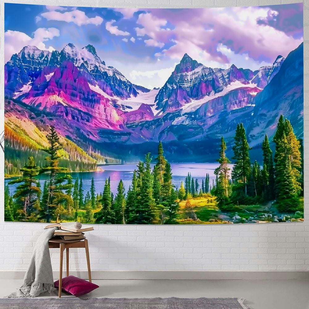BCIIG Sunset Mountain Lake Tapestry Forest Tree Nature Landscape ...