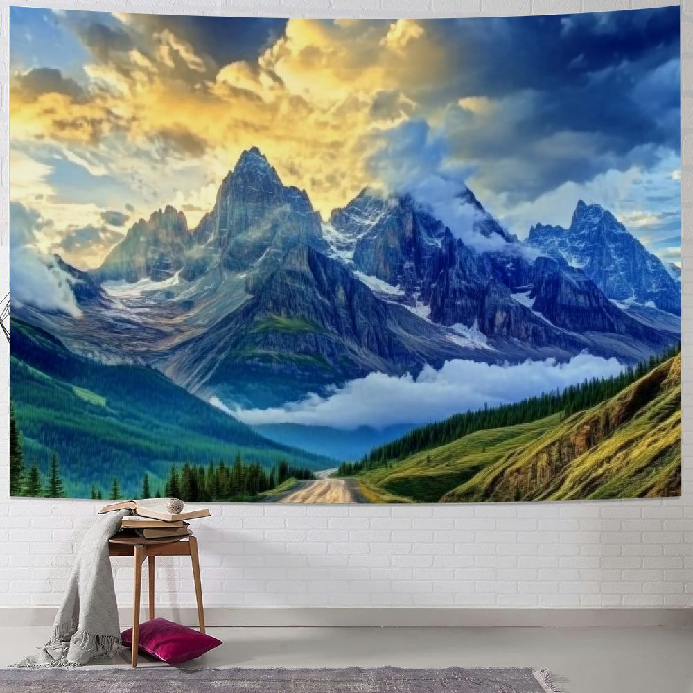 BCIIG Sunset Mountain Tapestry Foggy Forest Tree Nature Landscape ...