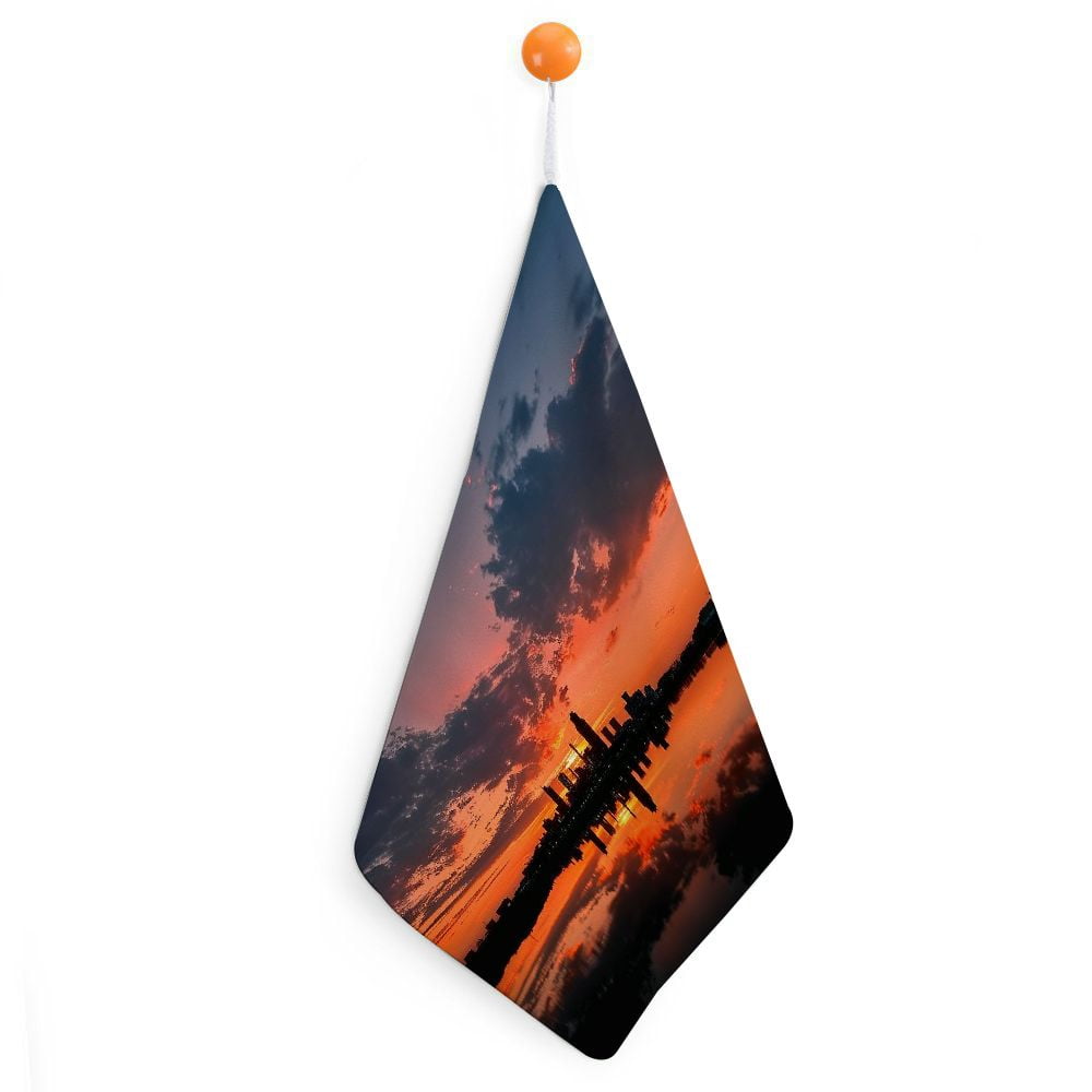 BCIIG Sunset Reflection Hand Drying Towels with Loop 30x30cm Ultra-fine ...