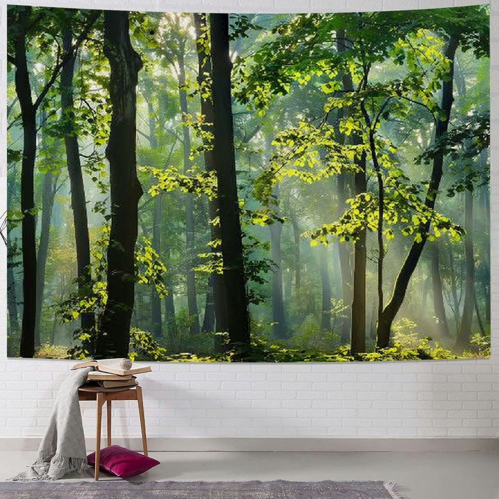 BCIIG Sunshine Nature Misty Foggy Forest Tapestry For Bedroom Aesthetic ...