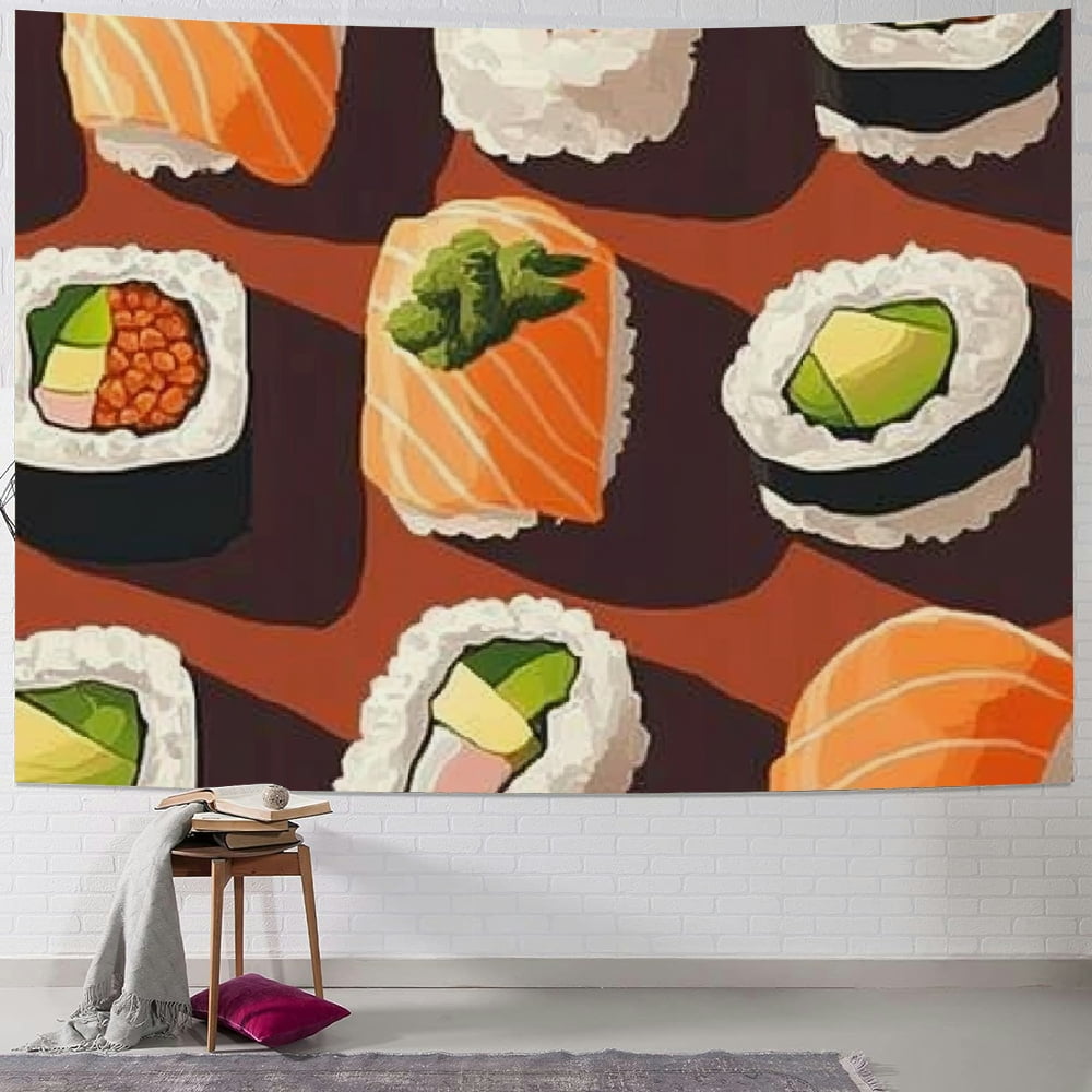 BCIIG Sushi Toppings Tapestry Wall Hanging Unique Style Graphic ...