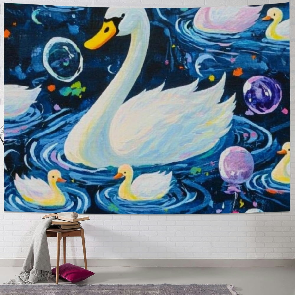 BCIIG Swan Ducks Bubbles Tapestry Wall Hanging Unique Style Graphic ...